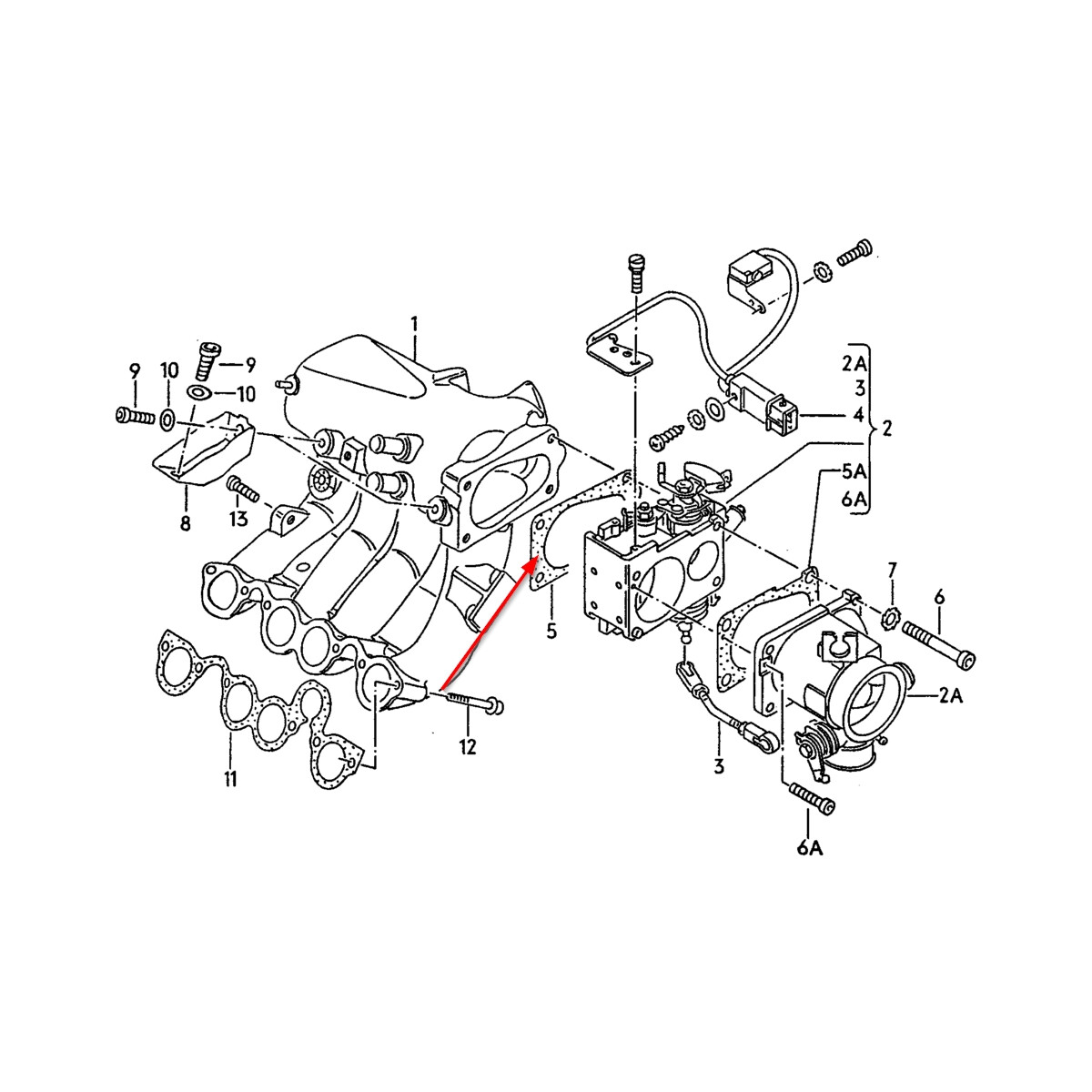 VW throttle gasket kit for Golf Cabrio / Corrado / Passat 16V / 2H ...