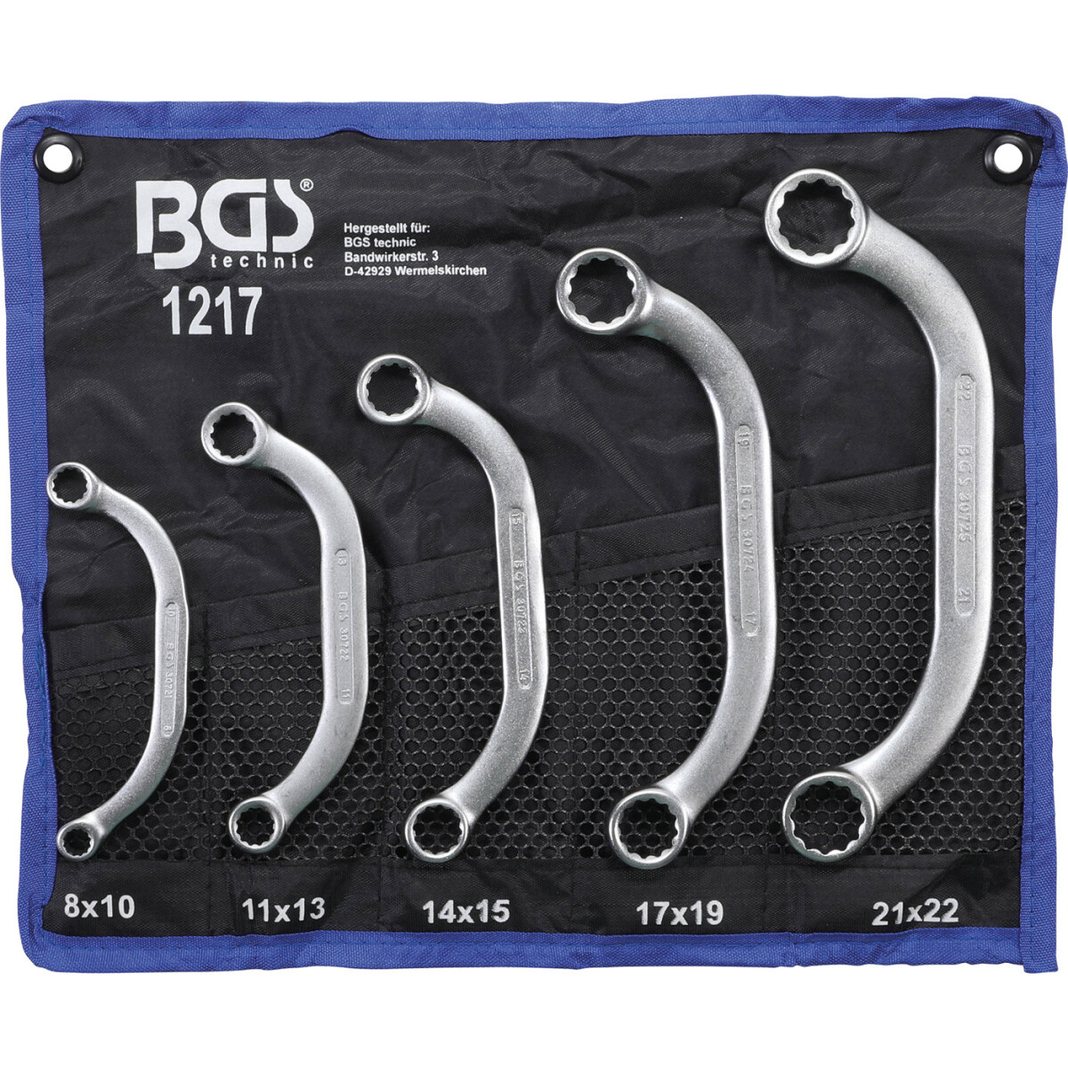 BGS Obstruction Ring Spanner Set | 8x10 - 21x22 mm | 5 pcs. (BGS 1217 ...