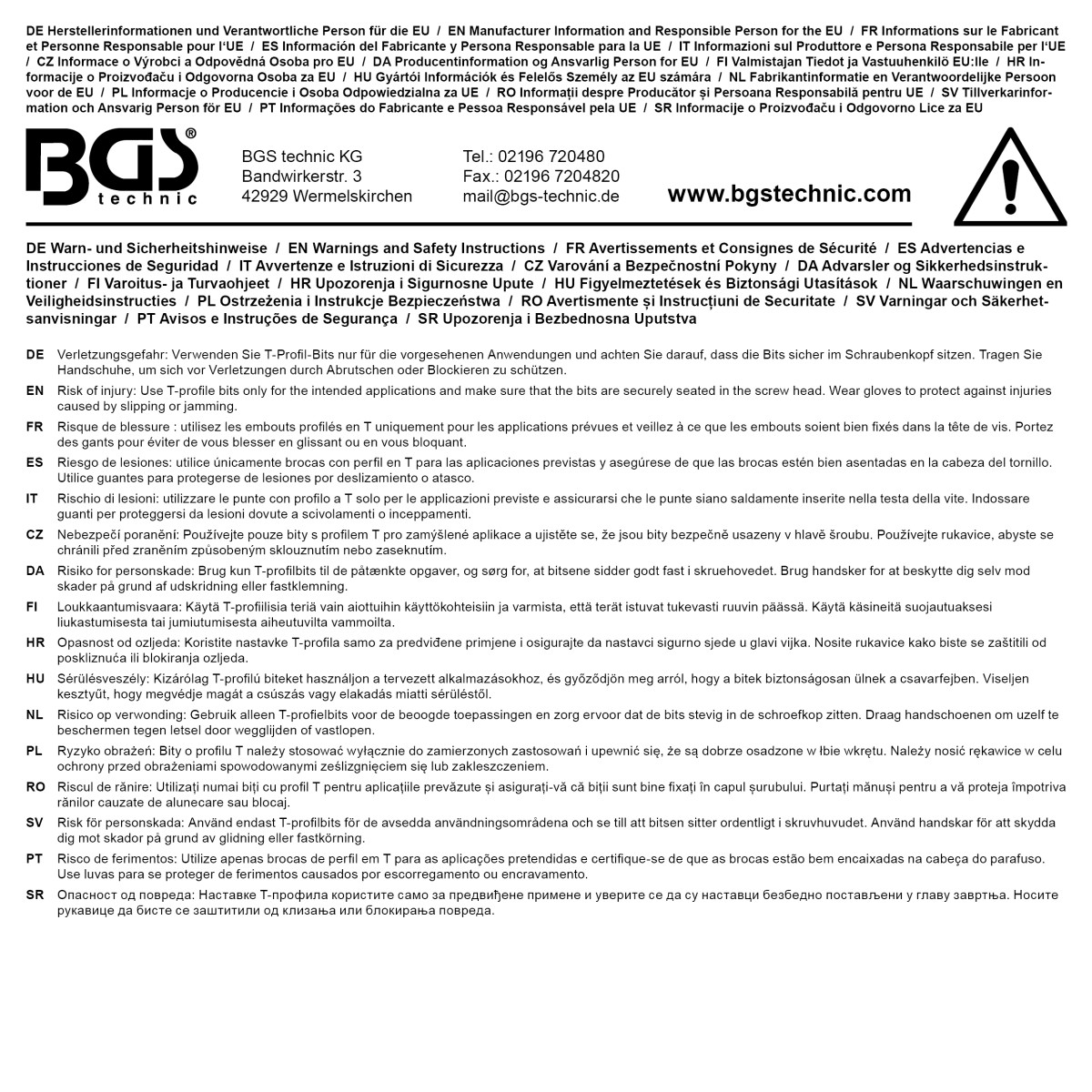 BGS Bit-Einsatz | Länge 110 mm | 12,5 mm (1/2 Zoll) | T-Profil (für T ...